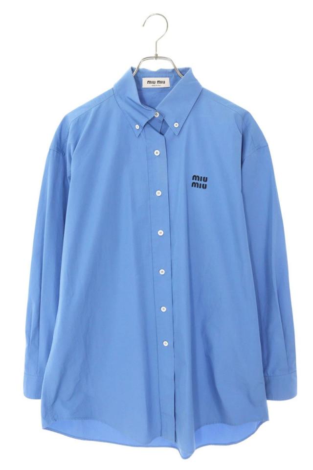 ミュウミュウ サイズ:40  22SS  MK1626 ロゴ刺繍オーバーサイズポプリン長袖シャツ 中古 OK15