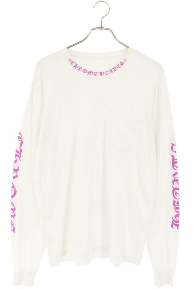 クロムハーツ サイズ:L  CH L S  1 ネックロゴプリント長袖カットソー 中古 OS06