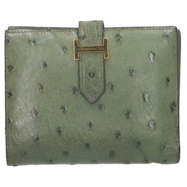 エルメス   ベアンコンパクト X刻印 G金具オーストリッチ財布 中古 GZ14