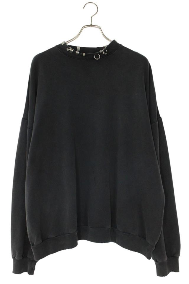 バレンシアガ サイズ:1  23AW  762718 TPVD9 ピアスクルーネックヴィンテージ加工スウェット 中古 FK04