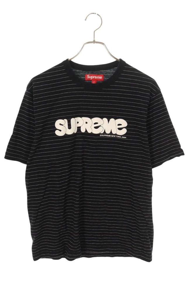 シュプリーム サイズ:S  25SS  Bubble S S Top ロゴプリントボーダーTシャツ 中古 BS99