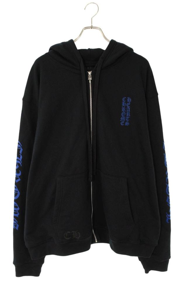 クロムハーツ サイズ:XL  THRML HD ZIP 裏地サーマルジップ 袖ロゴプリントダガージップアップパーカー 中古 OK15