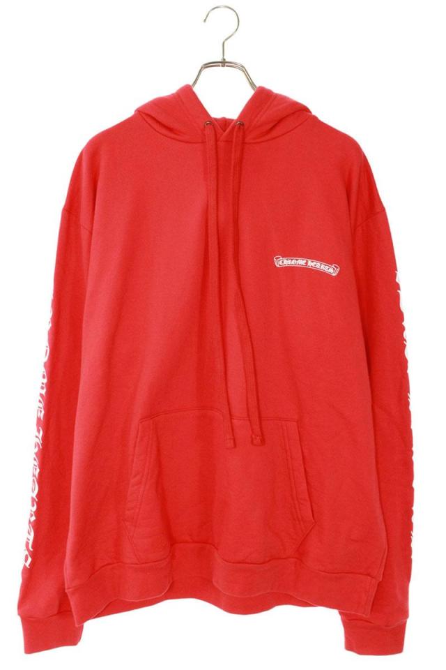 クロムハーツ サイズ:L  SWTSHRT PLV 袖英字プリントプルオーバーパーカー 中古 OK15