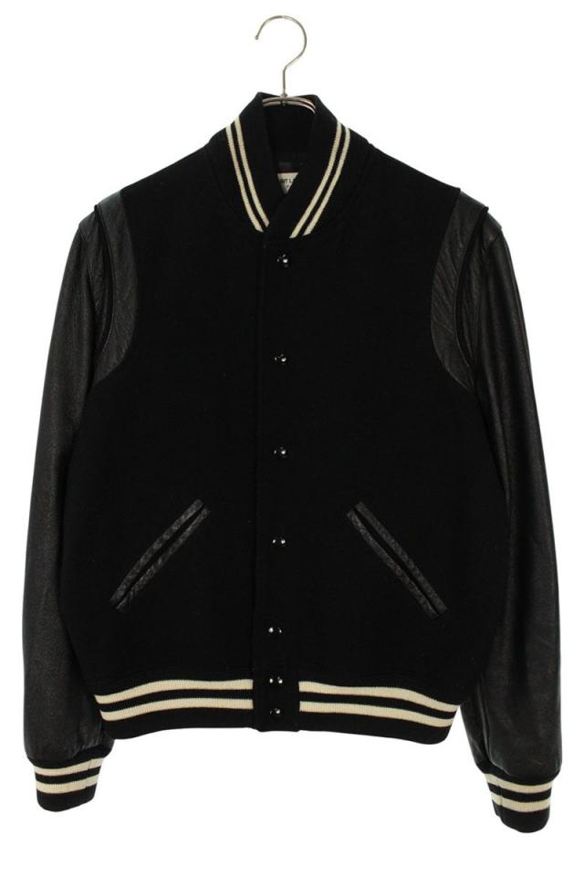 サンローランパリ サイズ:48  16SS  429390 Y618K 袖レザー切替スタジャンブルゾン 中古 OM10