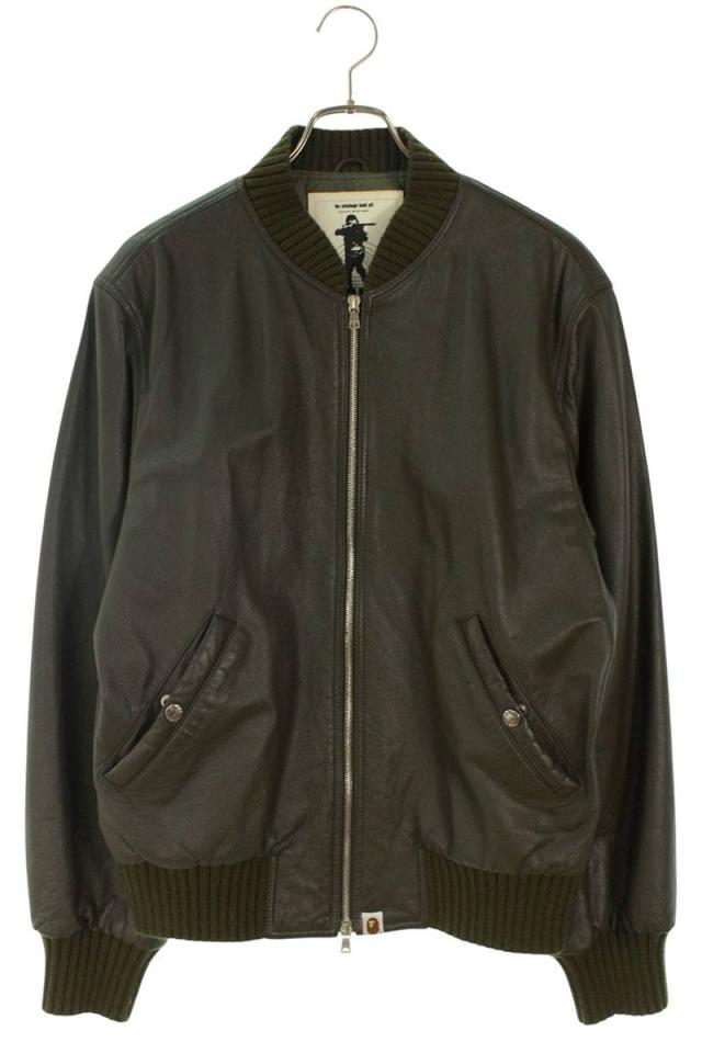 アベイシングエイプ サイズ:M レザーボンバージャケットブルゾン 中古 BS99