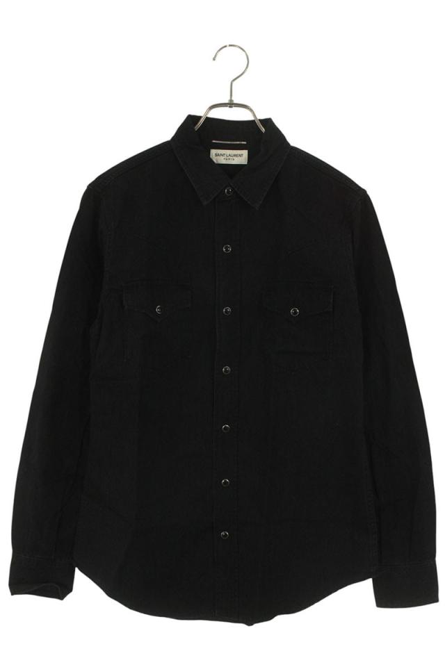 サンローランパリ サイズ:S  407715 Y889L デニムウエスタン長袖シャツ 中古 BS99