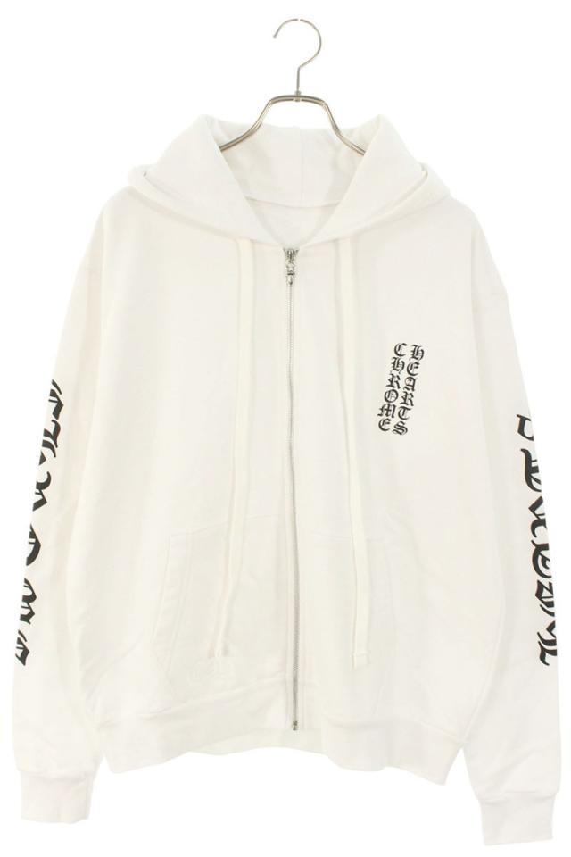 クロムハーツ サイズ:S SWTSHRT HD ZIP 袖ロゴプリントジップアップパーカー 中古 GZ11