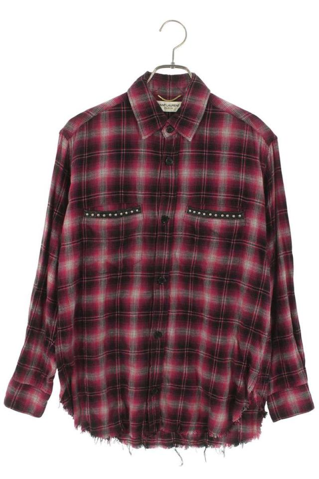 サンローランパリ サイズ:XS  420341 Y285K スタッズチェック長袖シャツ 中古 BS99