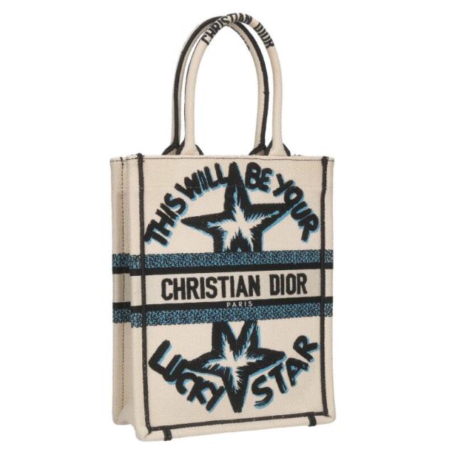 クリスチャンディオール   M1272ZRGV BOOK TOTE ブックトート スター刺繍キャンバスハンドバッグ 中古 SB01