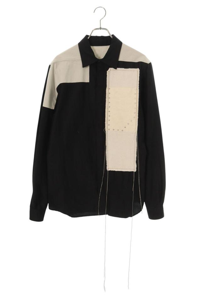 リックオウエンス サイズ:48  19SS  RU19S2292-COMT11 スタッズパッチワーク長袖シャツ 中古 OM10