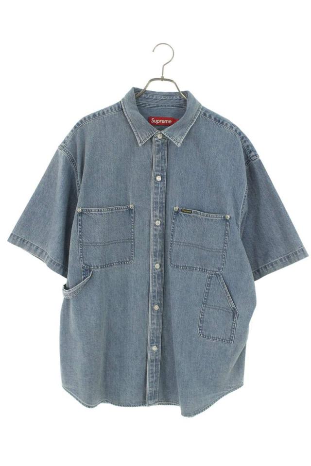 シュプリーム サイズ:L  Loose Fit Denim Painter Shirt ルーズフィットペインターデニム半袖シャツ 中古 BS99