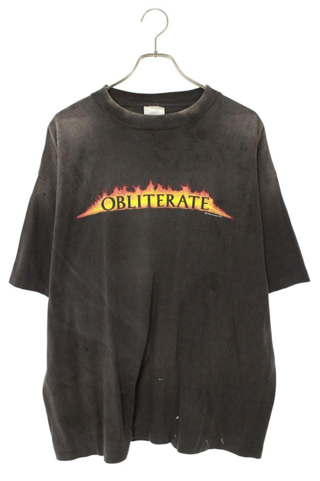 セントマイケル サイズ:XL  SM-HR8-0000-013 ヴィンテージ加工OBLITERATEプリントTシャツ 中古 SB01