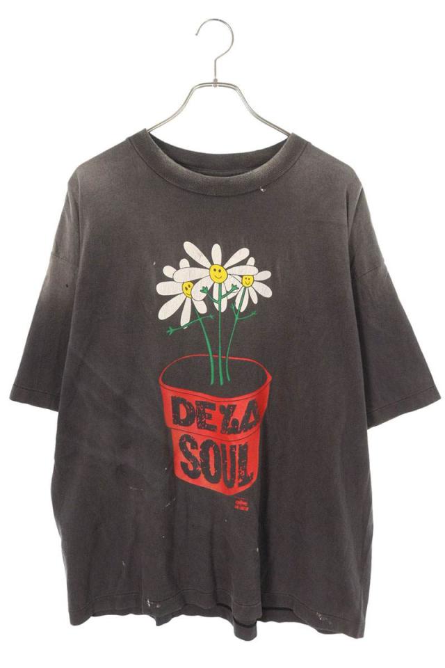 セントマイケル サイズ:XL  SM-HR1-0000-C18 ヴィンテージ加工デラソウルプリントTシャツ 中古 BS99
