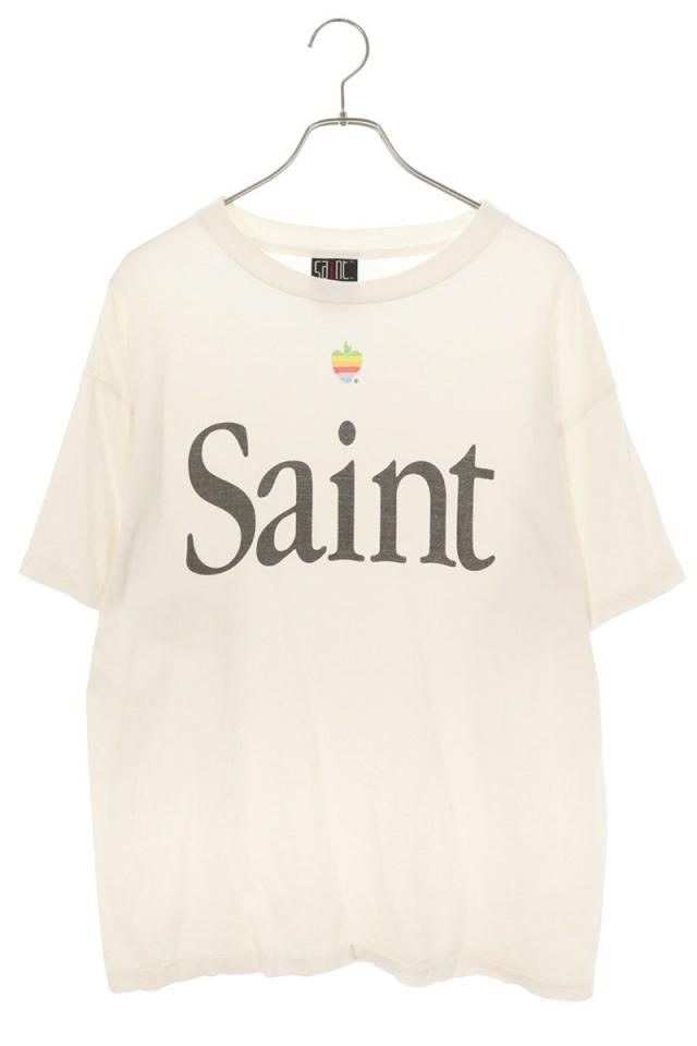 セントマイケル サイズ:L  SM-A23-0000-005 ヴィンテージ加工ロゴプリントTシャツ 中古 BS99