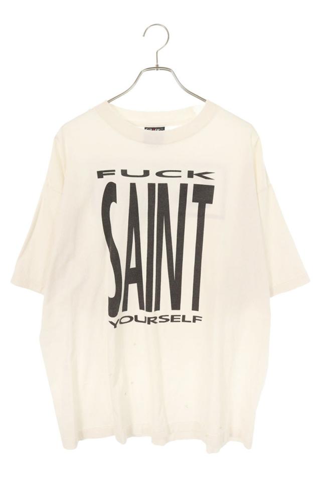 セントマイケル サイズ:XL  SM-HR8-0000-020 ヴィンテージ加工SAINT YOURSELFプリントTシャツ 中古 BS99