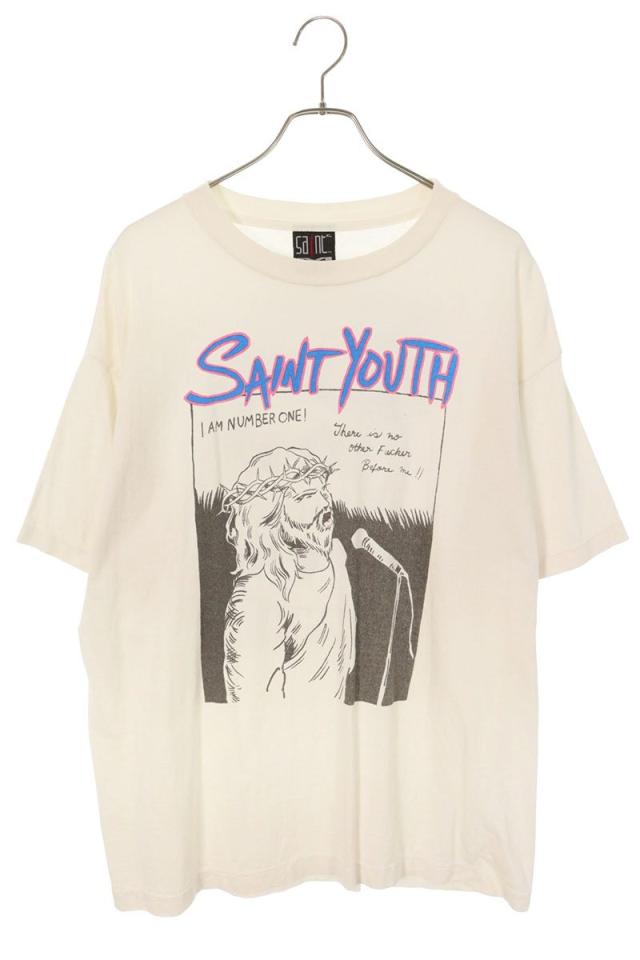 セントマイケル サイズ:XL  SM-A22-0000-005 ヴィンテージ加工SAINT YOUTHプリントTシャツ 中古 BS99