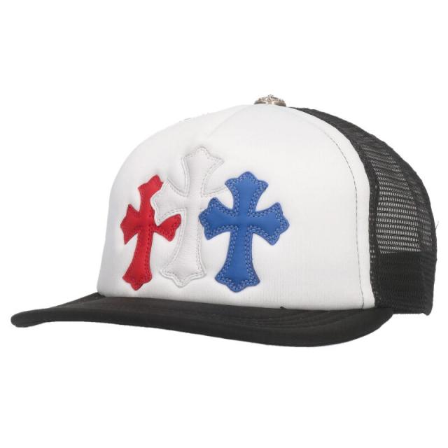 クロムハーツ   TRUCKER CAP トラッカーキャップ 3セメタリーレザーパッチメッシュキャップ 中古 SJ02