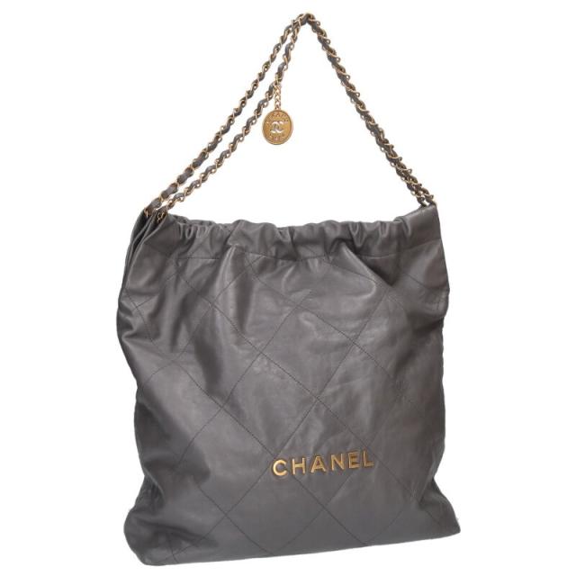 シャネル   シャネル22 ラージ シャイニーカーフチェーンショルダーバッグ 中古 GZ14