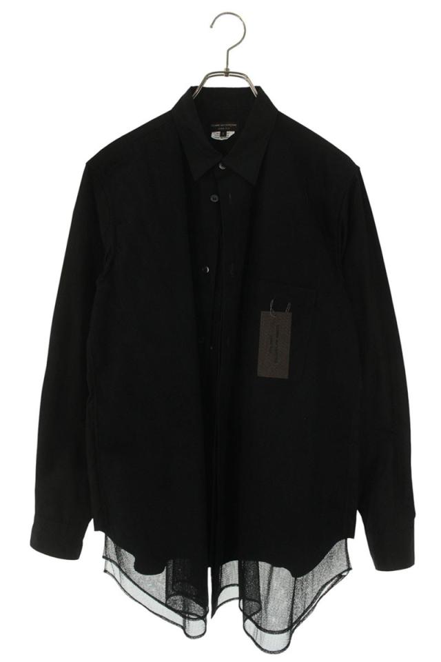 コムデギャルソンオムプリュス サイズ:S  PO-B011-051-1-2S ナイロンチュールコットン長袖シャツ 中古 BS99