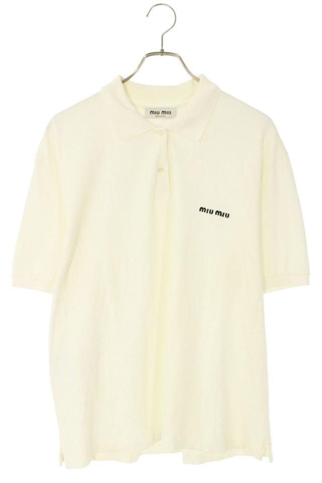 ミュウミュウ サイズ:XXL  MJN535 コットンピケロゴ刺繍半袖ポロシャツ 中古 SB01