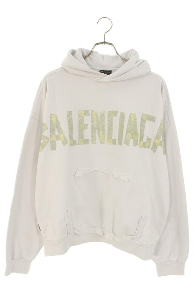 バレンシアガ サイズ:S  744441 TOVB1 TAPE Type クラッシュ加工パーカー 中古 SB01