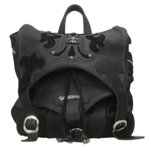 クロムハーツ   BACKPACK-L ラージバックパック BSフレア装飾レザーラージバックパック 中古 SS07