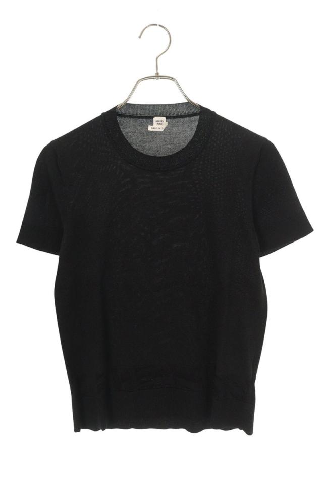 エルメス サイズ:34 裾柄切替シルクコットンショートスリーブニット 中古 BS99