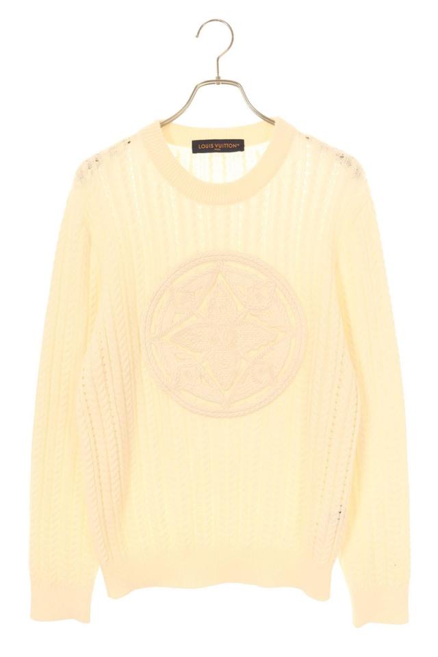 ルイヴィトン サイズ:M  25AW  RM252MM USI HTN22W ロゴ刺繍クルーネックケーブルニット 中古 OM10
