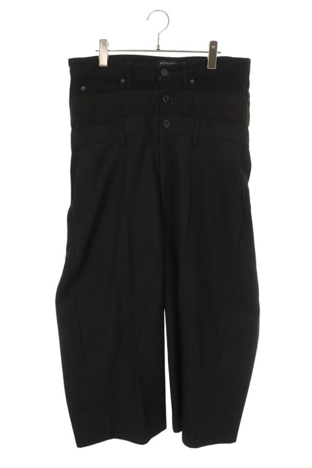 バレンシアガ サイズ:XS  808905 TKT28 Twill Trousers With Triple Waistband デニムドッキングロングパンツ 中古 BS99
