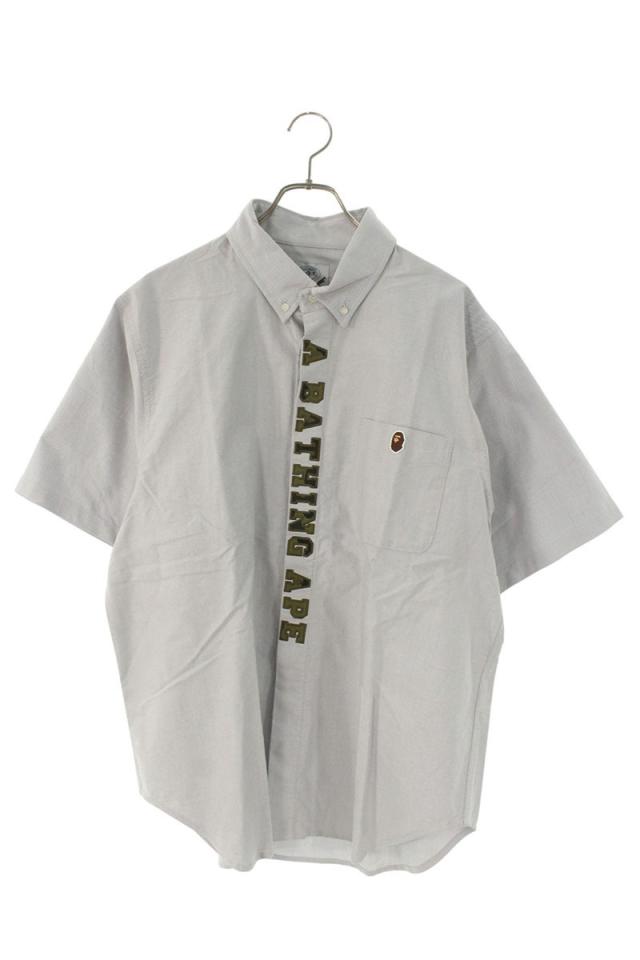 アベイシングエイプ サイズ:XL  1ST CAMO APPLIQUE OXFORD BD SHIRT ファーストカモアップリケボタンダウン半袖シャツ 中古 BS99