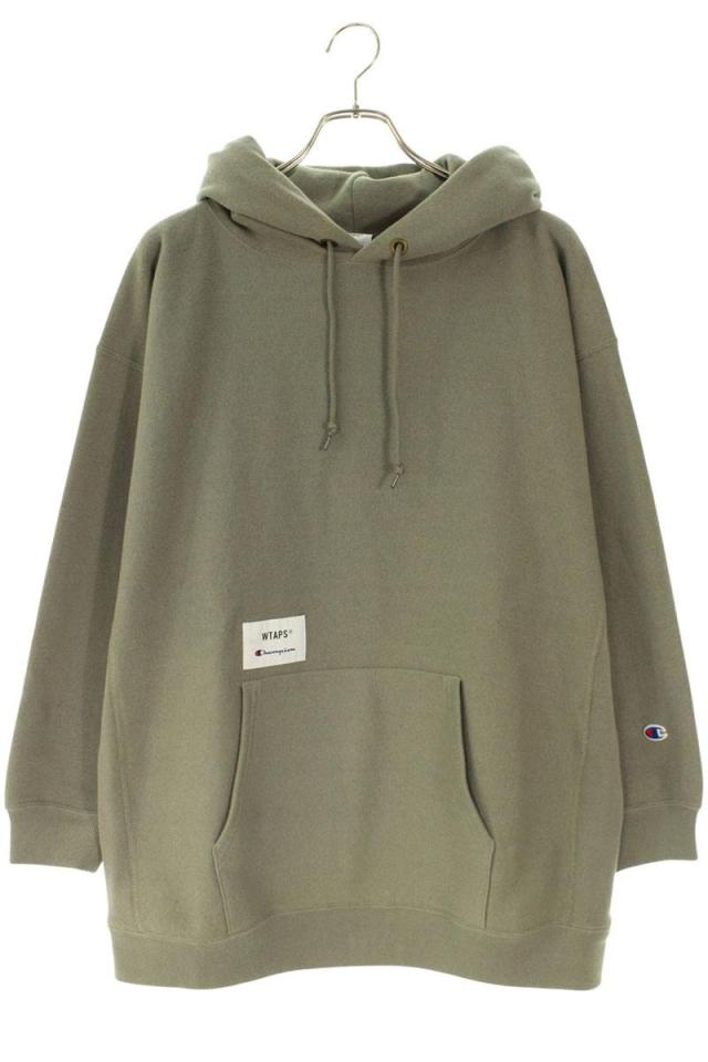 ダブルタップス  チャンピオン サイズ:L  21AW  ACADEMY HOODED C8-U126 ロゴパッチプルオーバーパーカー 中古 BS99