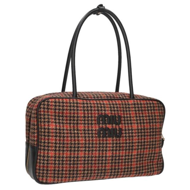 ミュウミュウ   トップハンドル ボー タータンチェックロゴハンドバッグ 中古 SB01