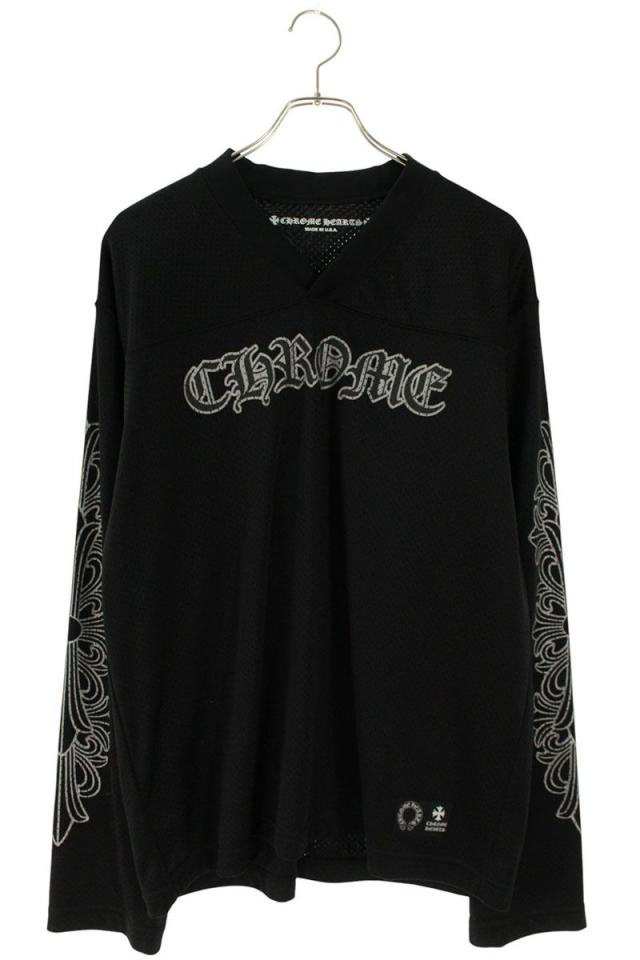 クロムハーツ サイズ:M  MESH WARM UP JERSEY CHプリントメッシュ長袖カットソー 中古 NO05