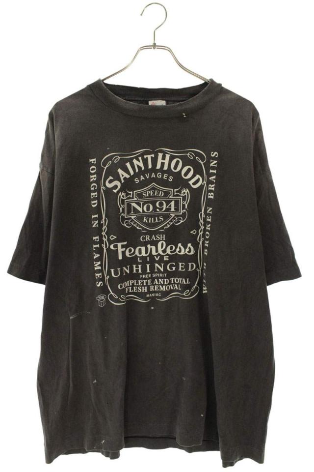 セントマイケル  ネイバーフッド サイズ:XL  25SS  SM-HR8-0000-C70 ヴィンテージ加工FEARLESSプリントTシャツ 中古 SB01