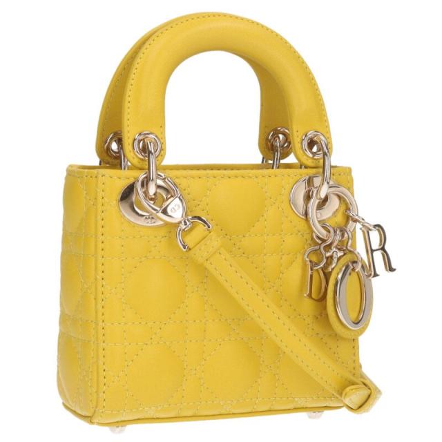 クリスチャンディオール   LADY DIOR キルティングロゴチャームショルダーバッグ 中古 SS13