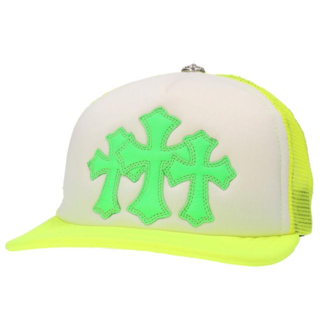 クロムハーツ サイズ:ONE SIZE  TRUCKER CAP レザーパッチトラッカー セメタリークロスレザーパッチクロスボール付メッシュキャップ 中古 SS07