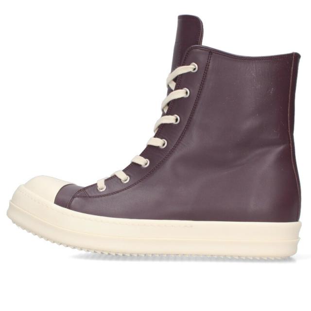 リックオウエンス サイズ:43  RAMONES ラモーンズレザーハイカットスニーカー 中古 SB01