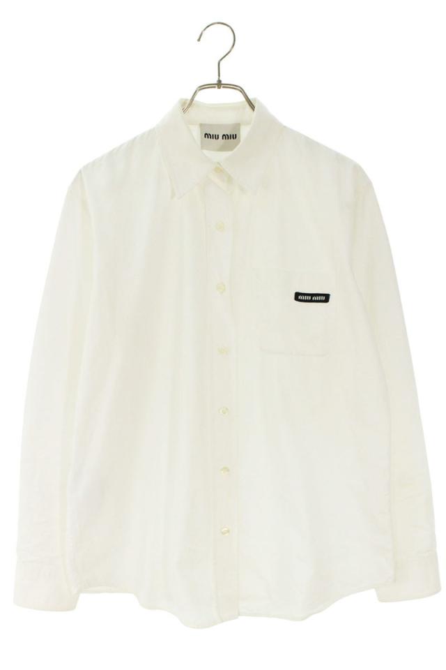 ミュウミュウ サイズ:40  DNA067 ロゴパッチコットン長袖シャツ 中古 SB01