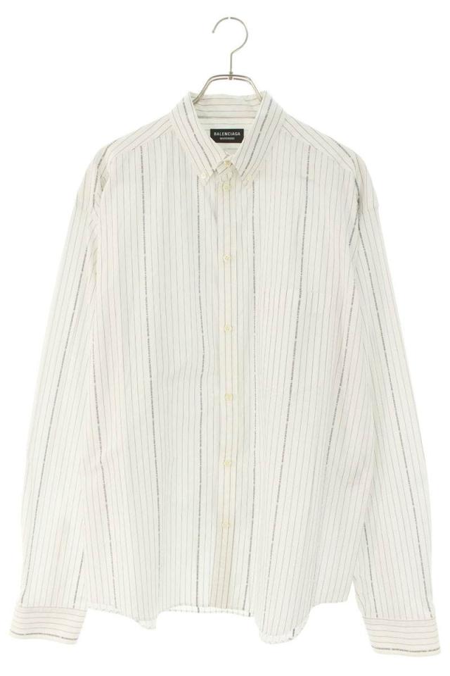 バレンシアガ サイズ:37  662983 TKM41 ロゴストライプ長袖シャツ 中古 BS99