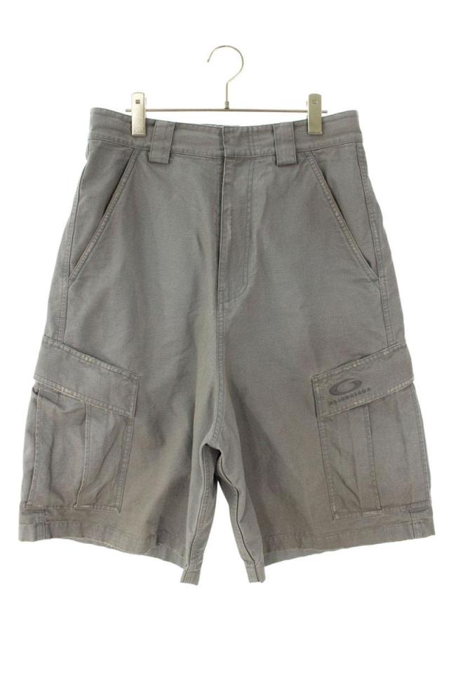 バレンシアガ サイズ:XXS  831384 TQP13 ダメージ加工ロゴ刺繍カーゴハーフパンツ 中古 SB01