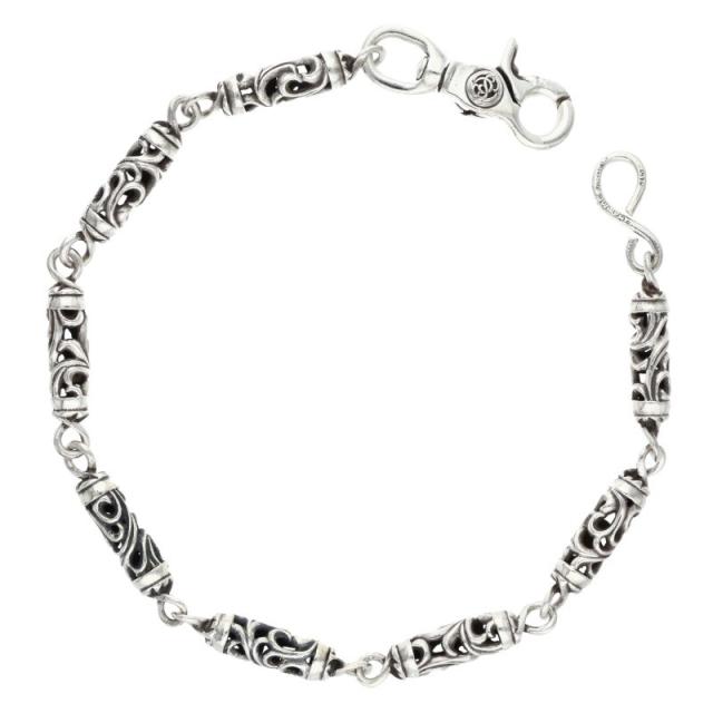 クロムハーツ サイズ:8LINK  ROLLER LONG-S 1クリップ8LINKロングローラー フローラルボタンシルバーウォレットチェーン 中古 OS06