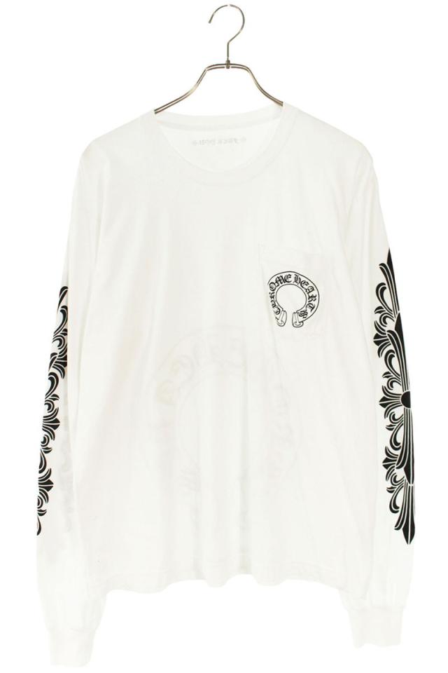 クロムハーツ サイズ:L  CH L S  1 袖フローラルプリント長袖カットソー 中古 GZ11