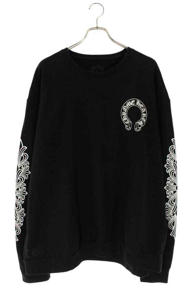 クロムハーツ サイズ:XXL  SWTSHRT PLVR 袖フローラルバックホースシュープリントスウェット 中古 GZ11