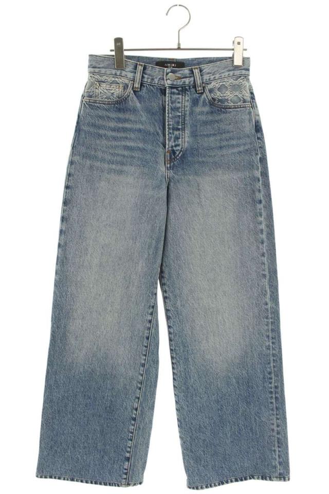 アミリ サイズ:25インチ バック刺繍ワイドデニムパンツ 中古 BS99
