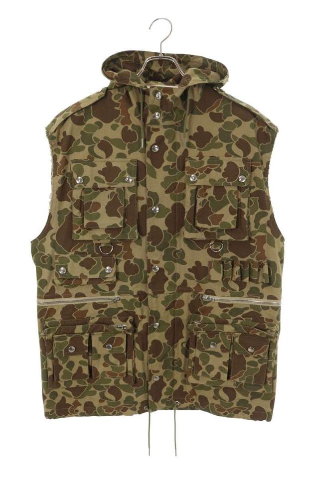セリーヌ サイズ:44  22SS  2W5650600 カモフラージュフーデッドジップアップミリタリーベスト 中古 SB01