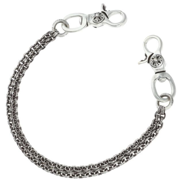 クロムハーツ サイズ:ショート  DBL PAPER CHAIN SHORT-T 2クリップ シルバーウォレットチェーン 中古 SS07