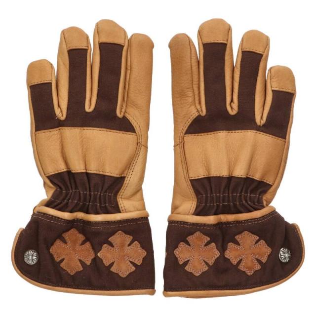 クロムハーツ サイズ:S  GLOBE クロスパッチ付きレザー手袋 中古 SS07