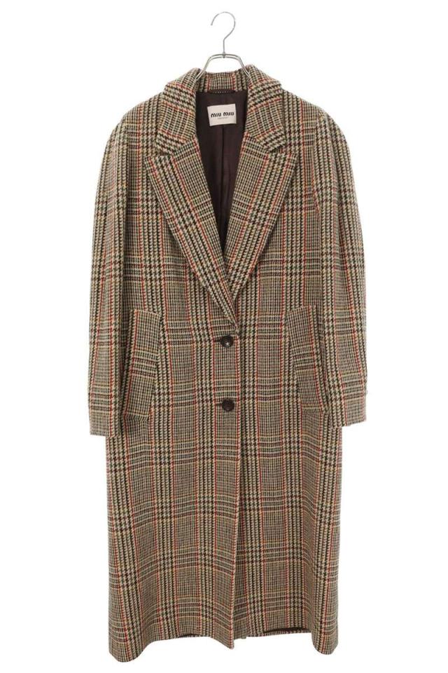 ミュウミュウ サイズ:40  22AW  MS1921 バックロゴバージンウールプレイドコート 中古 OM10