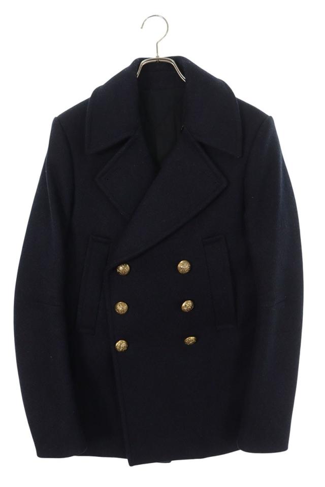 バルマン サイズ:46  T231 B784 裏地キルティング金ボタンウールPコート 中古 BS99