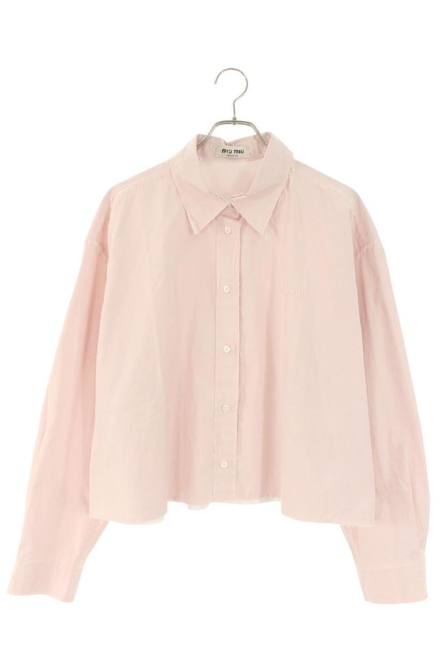 ミュウミュウ サイズ:48  MK1901 ロゴ刺繍ポプリン長袖シャツ 中古 SS13